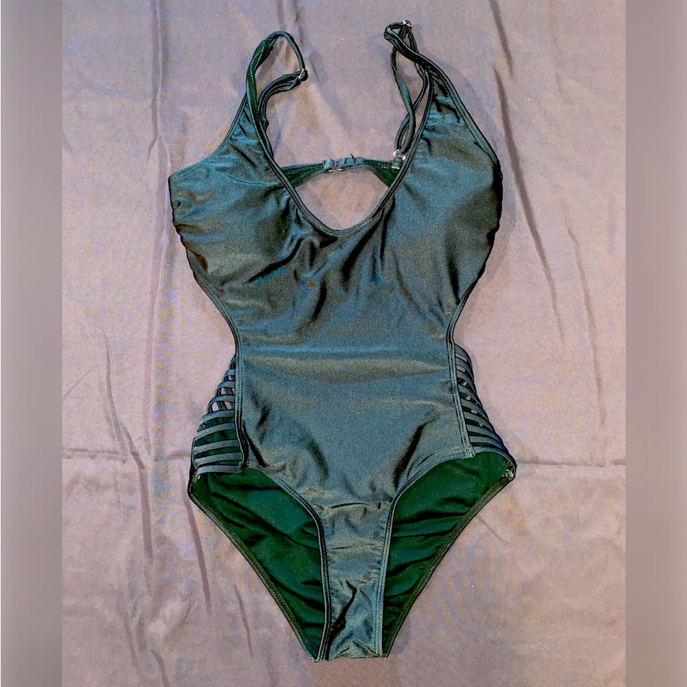 One Piece Open Back Bathing Suit - Gem
